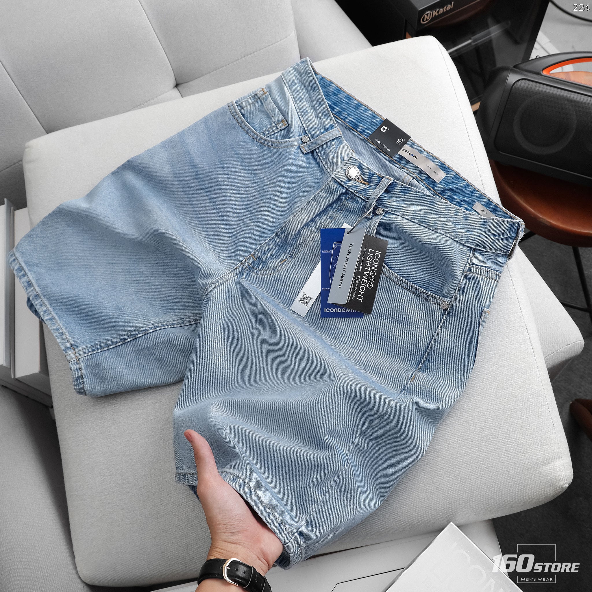 Quần Short Jean Nam ICONDENIM ICON105 Light Blue