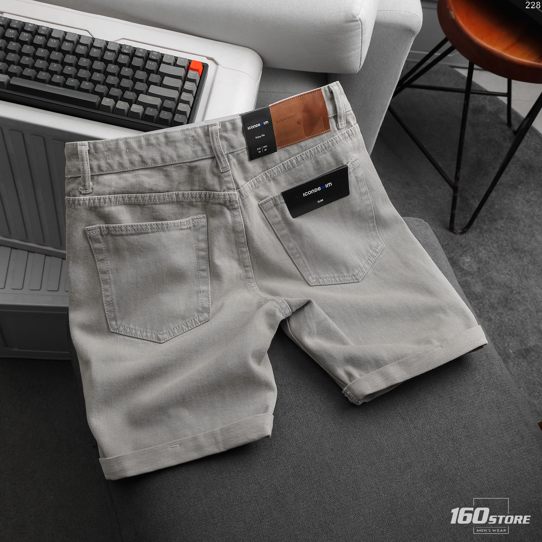 Quần Short Denim Nam ICONDENIM - Basic 5-Pocket Ripped Wash