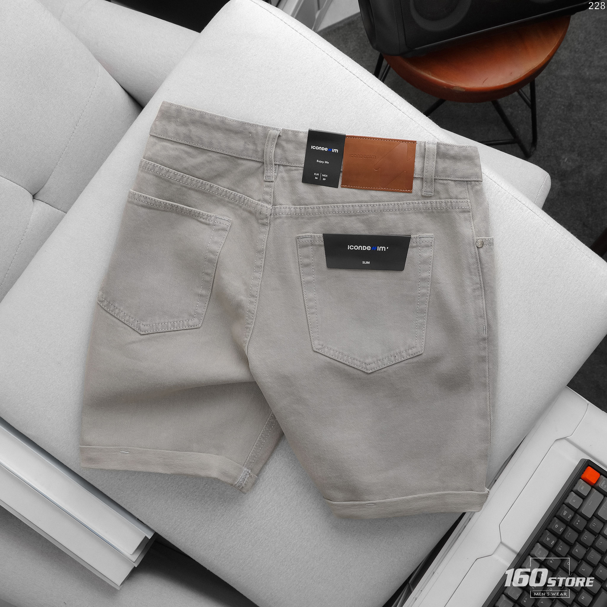 Quần Short Denim Nam ICONDENIM - Basic 5-Pocket Ripped Wash