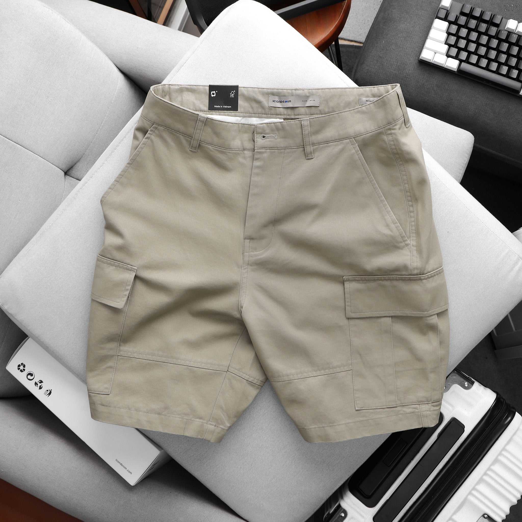 Quần Short Nam Khakis ICONDENIM Cargo Garment Dye