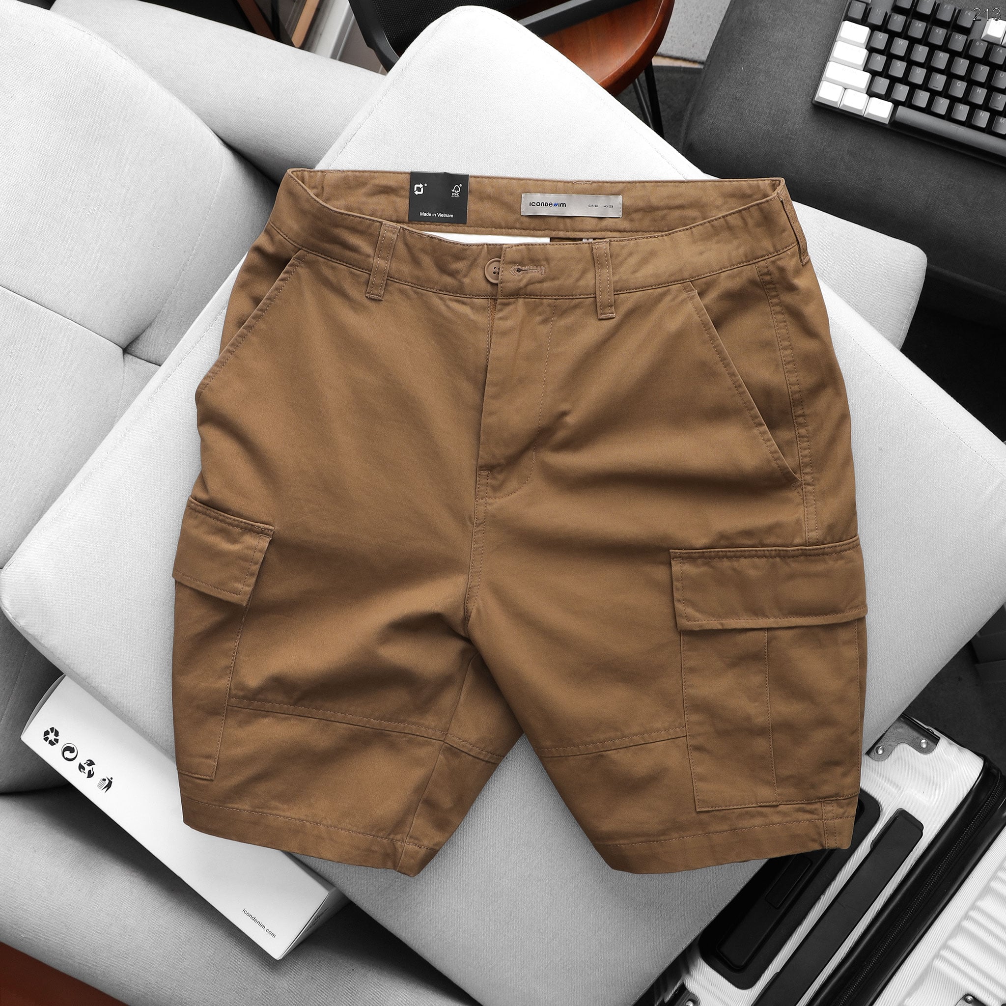 Quần Short Nam Khakis ICONDENIM Cargo Garment Dye