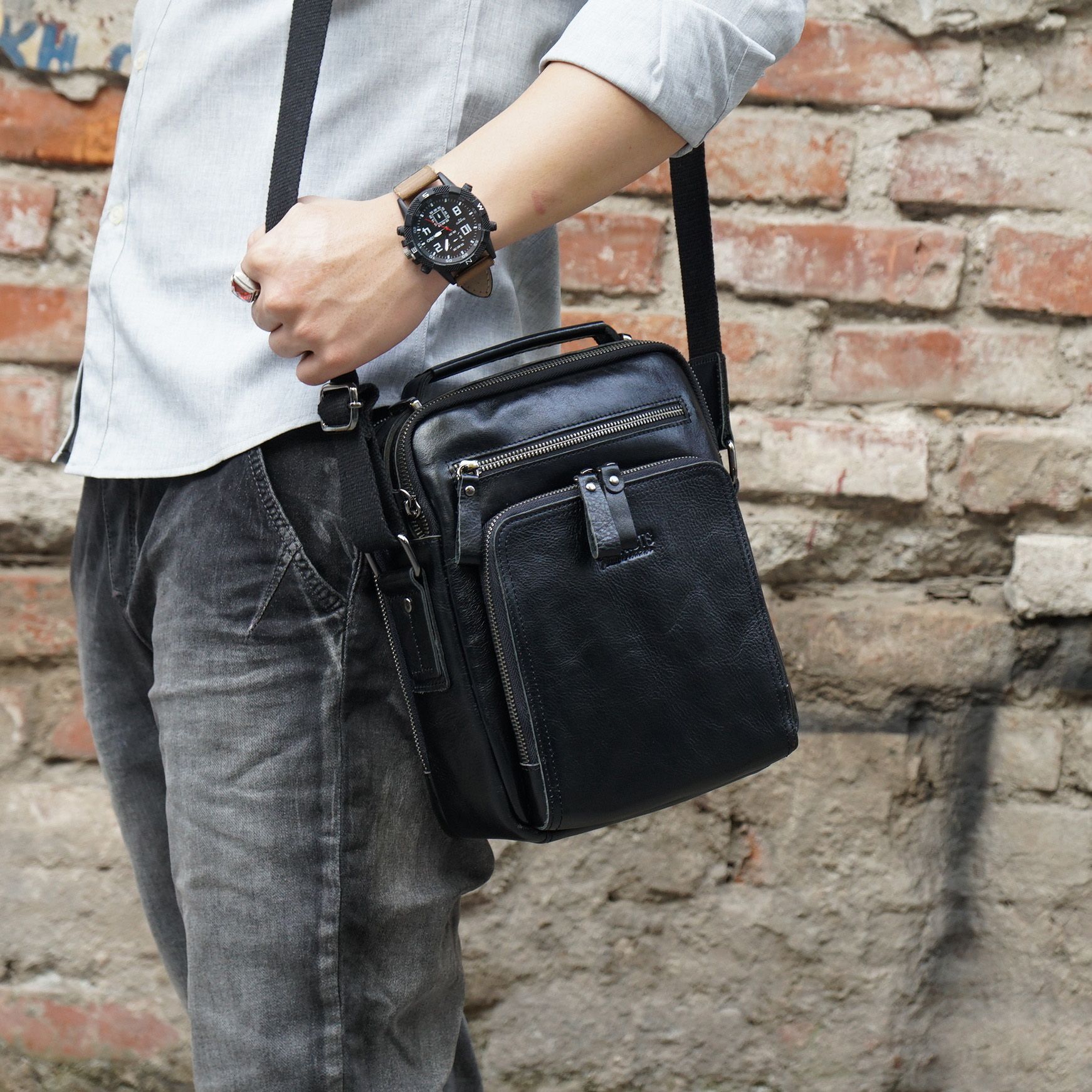 Túi đa năng vừa xách tay vừa đeo chéo nam da mềm nhiều ngăn 1400882 ...