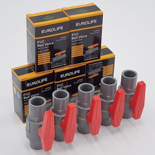 Van uPVC bi nhựa ABS 21, 27, 34 Eurolife EL-V (Tay đỏ) – SEN VÒI EUROLIFE