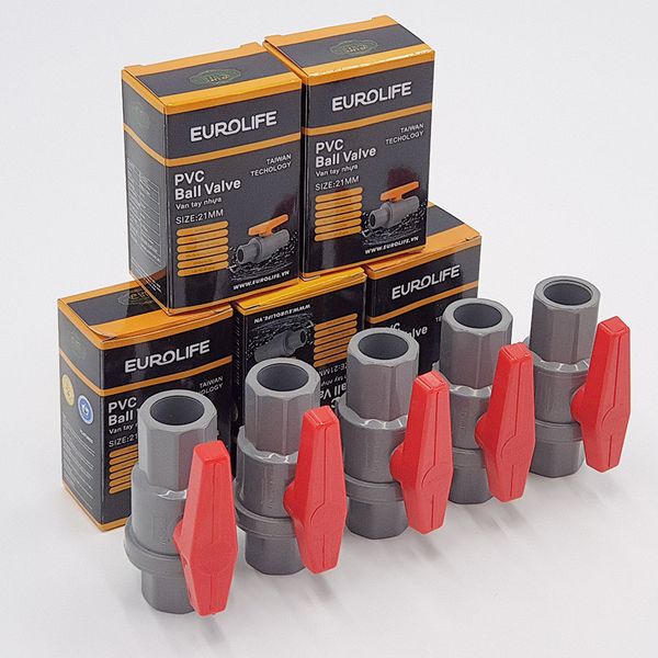 Bộ 5 Van uPVC bi mạ Chrome 21, 27, 34mm Eurolife EL-VCC (tay đỏ) – SEN ...