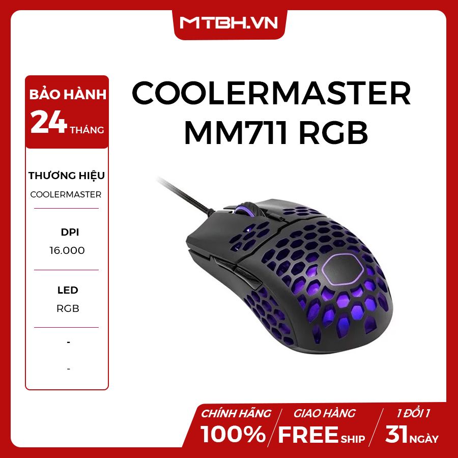 Chuột CoolerMaster MM711 RGB Black Matte – Máy Tính Biên Hòa