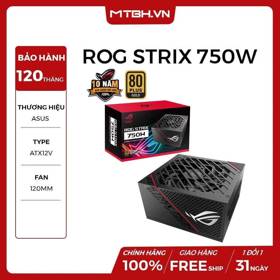 PSU ASUS 750W ROG STRIX 750W GOLD - BẢO HÀNH 10 NĂM – Máy Tính Biên Hòa
