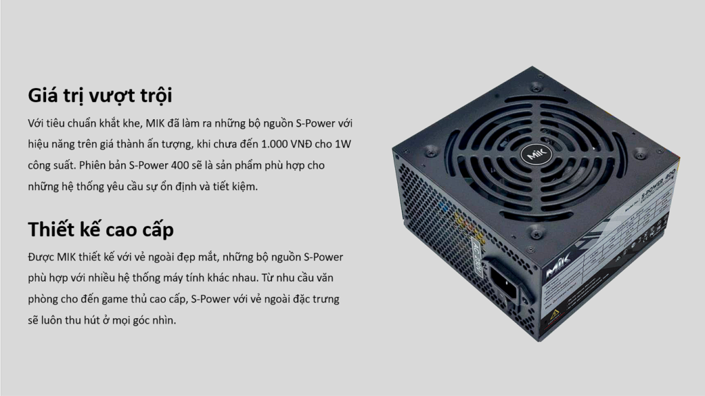 Nguồn MIK S-POWER 400W BH 12 THÁNG – Máy Tính Biên Hòa