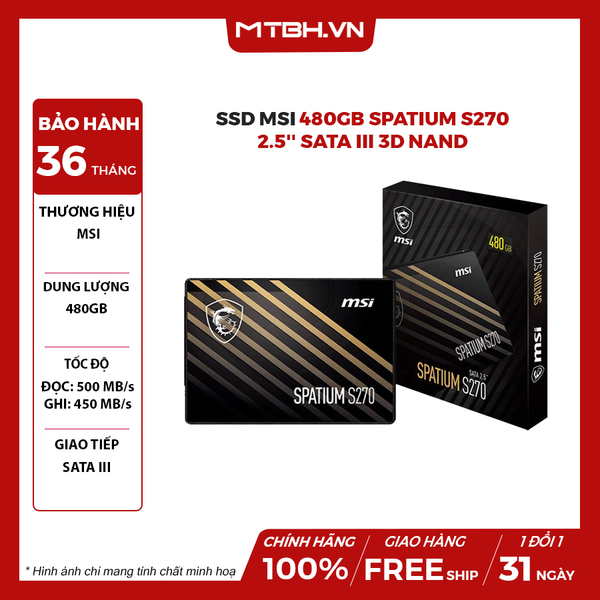 SSD MSI SPATIUM S270 480GB 2.5'' SATA III 3D NAND – Máy Tính Biên Hòa