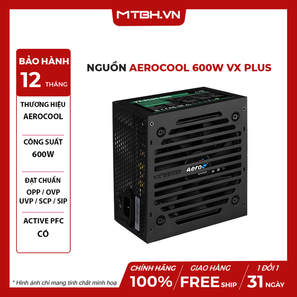 PSU AEROCOOL 600W VX PLUS BH 12 THÁNG – Máy Tính Biên Hòa