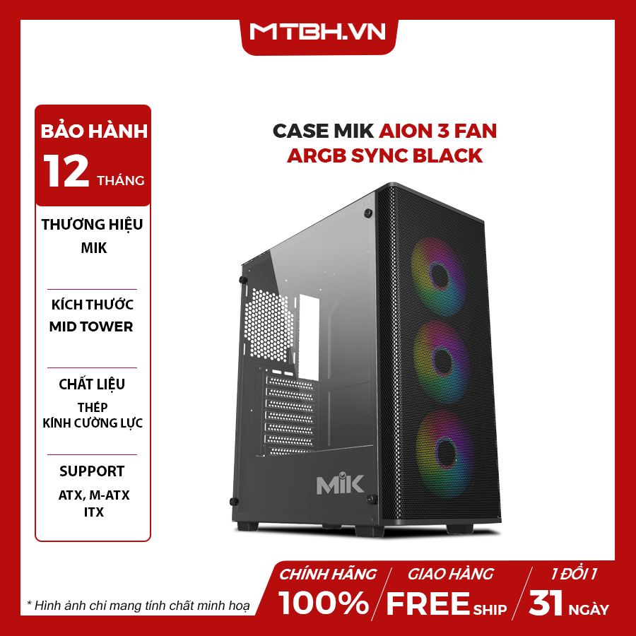 CASE MIK AION 3 FAN ARGB SYNC BLACK – Máy Tính Biên Hòa