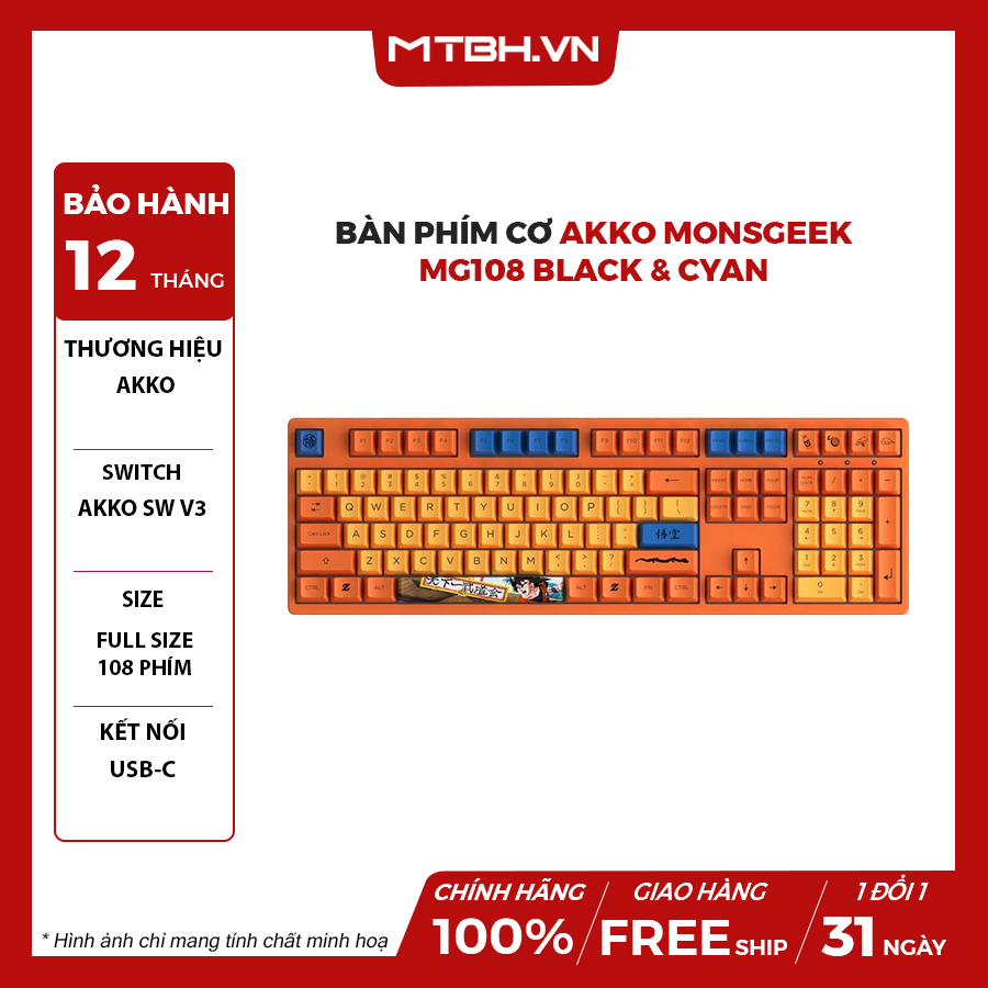 Bàn Phím Cơ AKKO 3108 RF Dragon Ball Z – Goku (Dual-mode / AKKO sw v3 ...