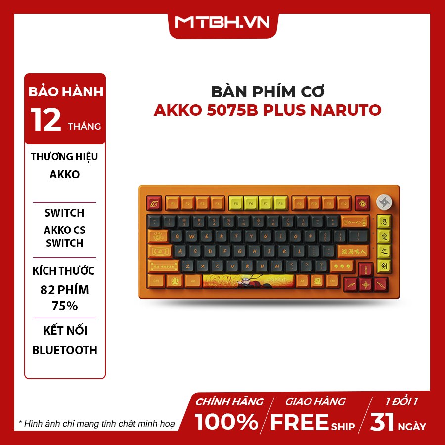 Bàn Phím Cơ AKKO 5075B Plus Naruto (Multi-modes / RGB / Hotswap / Gask ...