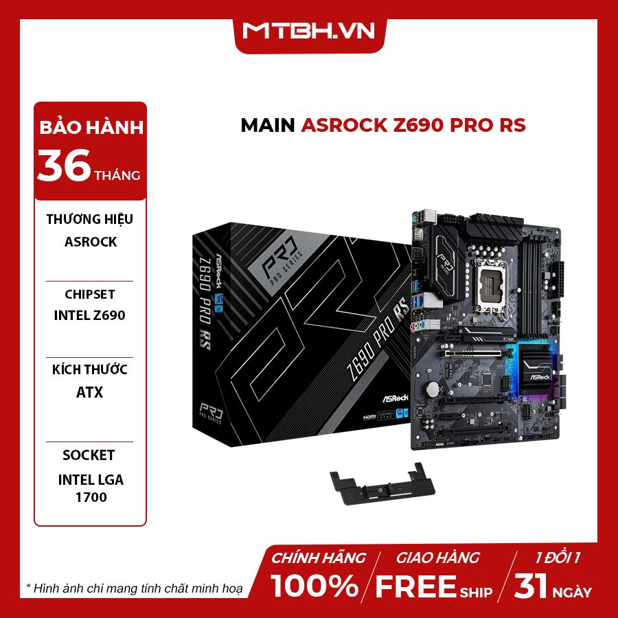 MAIN ASROCK Z690 PRO RS (Intel Z690, Socket 1700, ATX, 4 khe Ram DDR4 ...