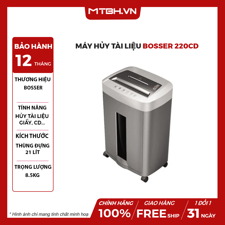 MÁY HỦY TÀI LIỆU BOSSER 220CD – Máy Tính Biên Hòa