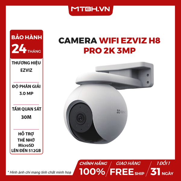 CAMERA WIFI EZVIZ H8 PRO 2K 3MP (XOAY 360 ĐỘ/NGOÀI TRỜI) – Máy Tính Biên Hòa