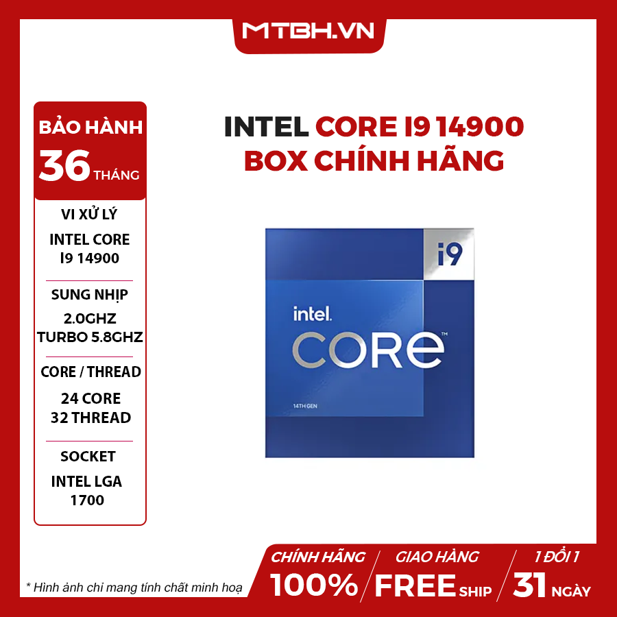 CPU Intel Core I9 14900 (Raptor Lake Refresh, LGA 1700) BOX CHÍNH HÃNG ...