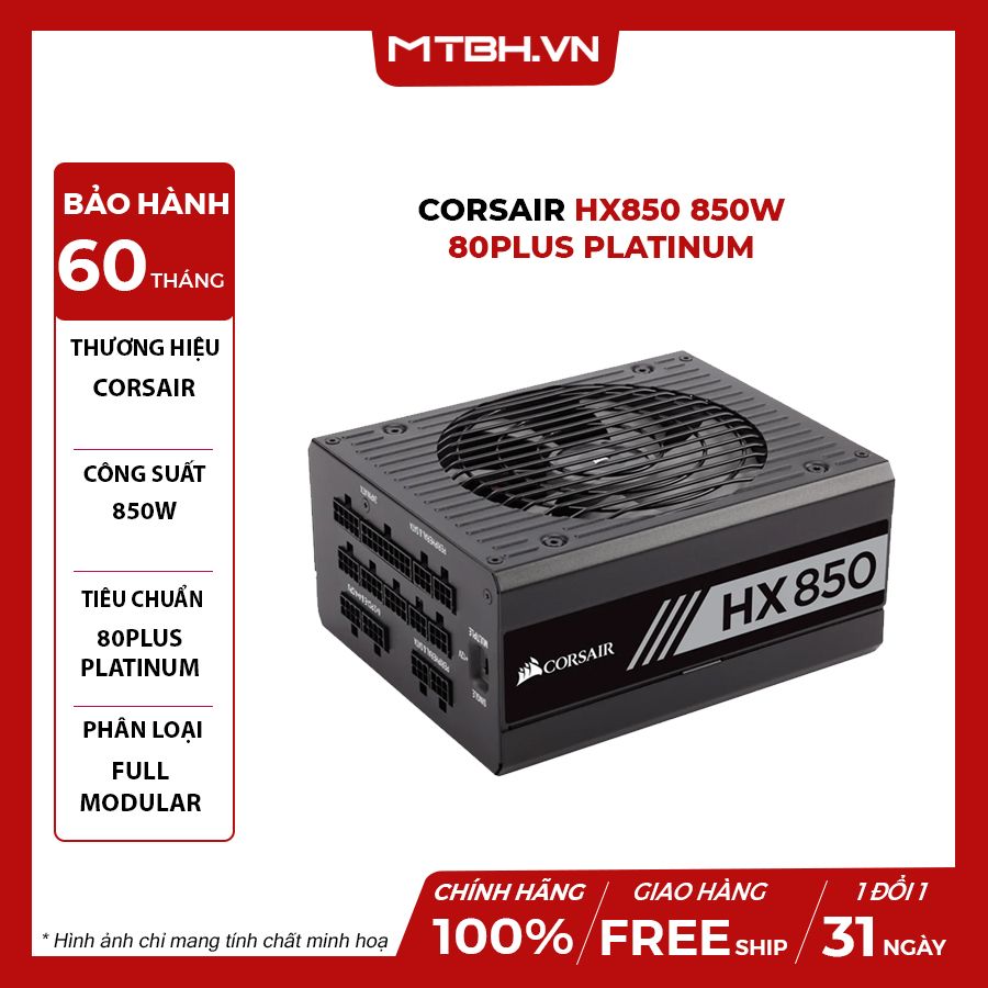 PSU CORSAIR HX850 850w 80 Plus PLATIUM – Máy Tính Biên Hòa