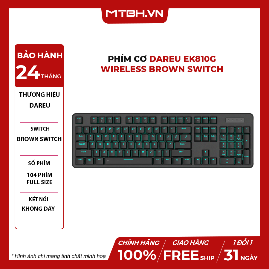 Bàn Phím Cơ DareU EK810G Wireless Brown Switch – Máy Tính Biên Hòa