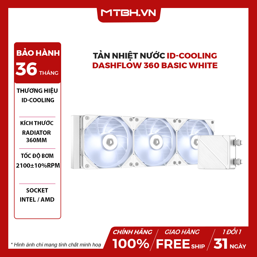 TẢN NHIỆT NƯỚC ID-COOLING DASHFLOW 360 BASIC WHITE – Máy Tính Biên Hòa