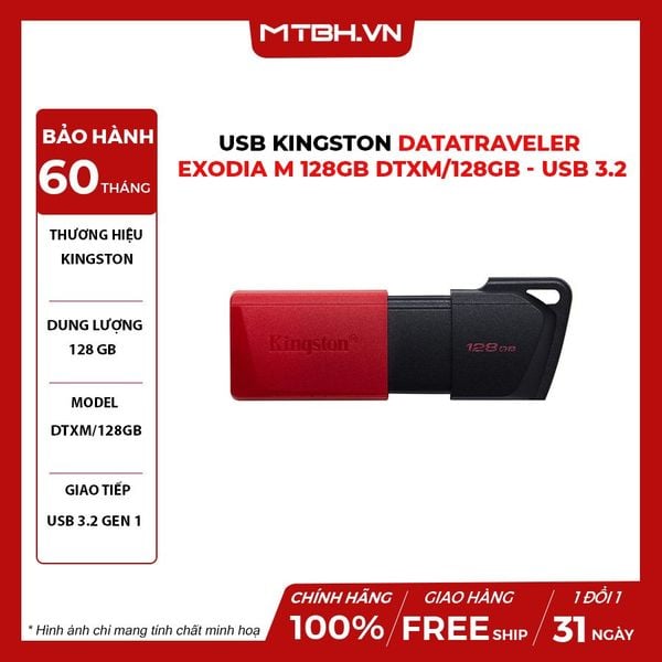USB KINGSTON DATATRAVELER EXODIA M 128GB DTXM/128GB - USB 3.2 – Máy Tính Biên Hòa