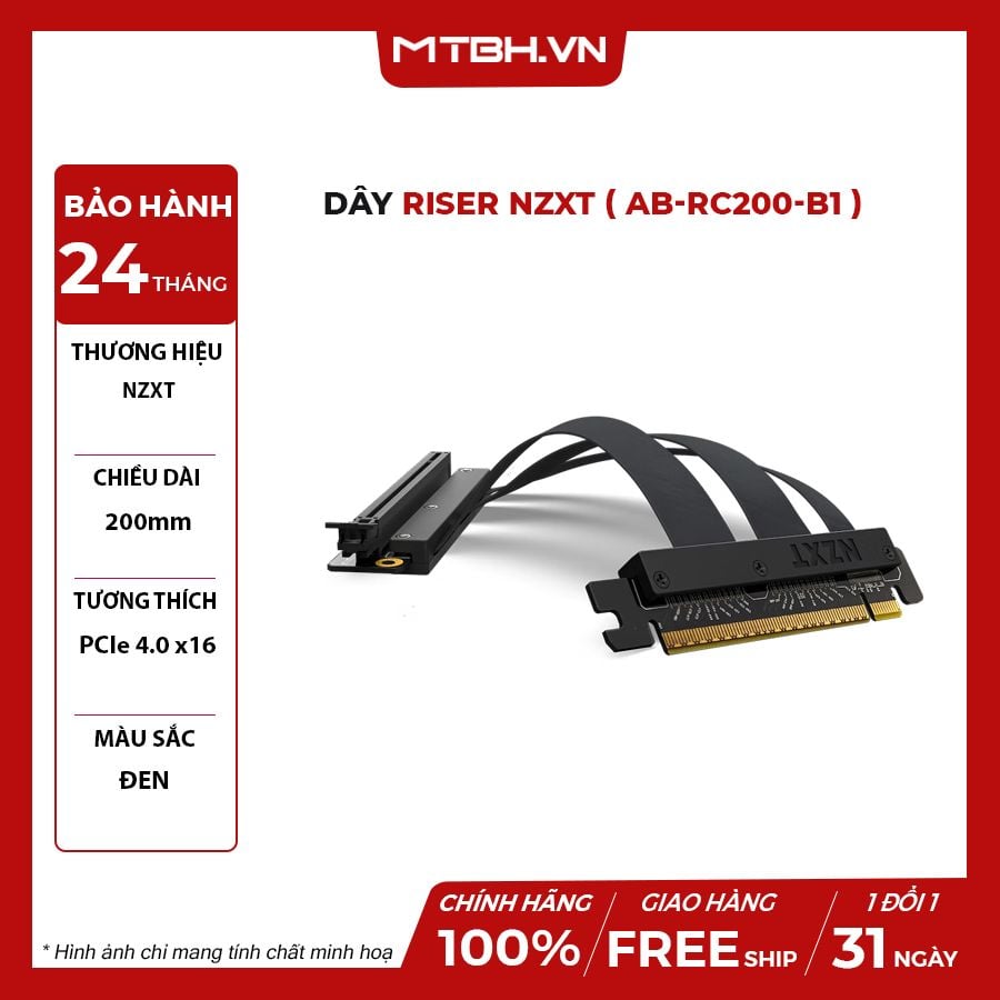 DÂY RISER NZXT ( AB-RC200-B1 ) - PCIe 4.0 | 200mm – Máy Tính Biên Hòa