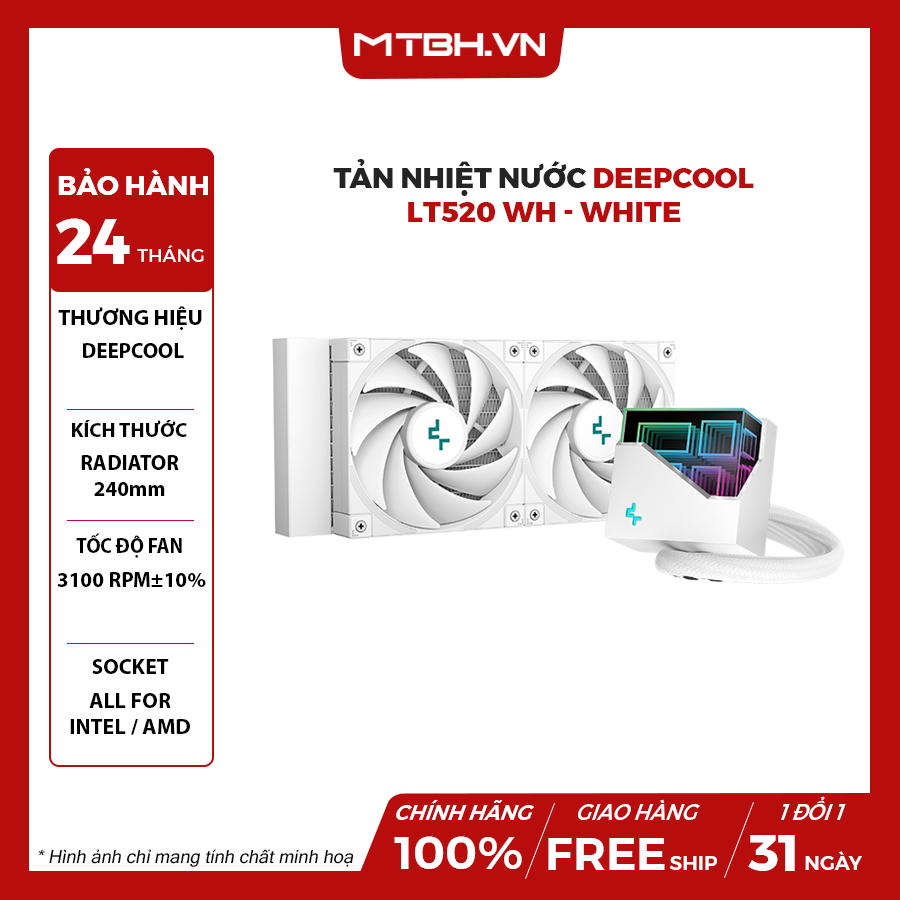 TẢN NHIỆT NƯỚC DEEPCOOL LT520 WH - WHITE – Máy Tính Biên Hòa