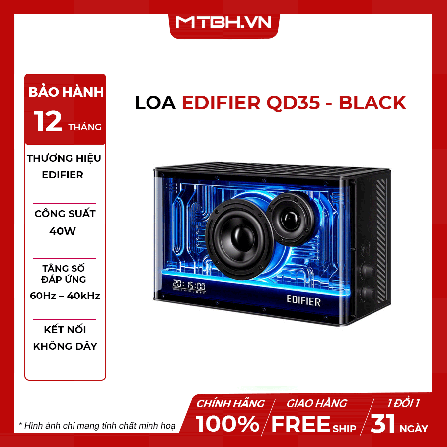 LOA EDIFIER QD35 - BLACK | BLUETOOTH + AUX + USB-A – Máy Tính Biên Hòa
