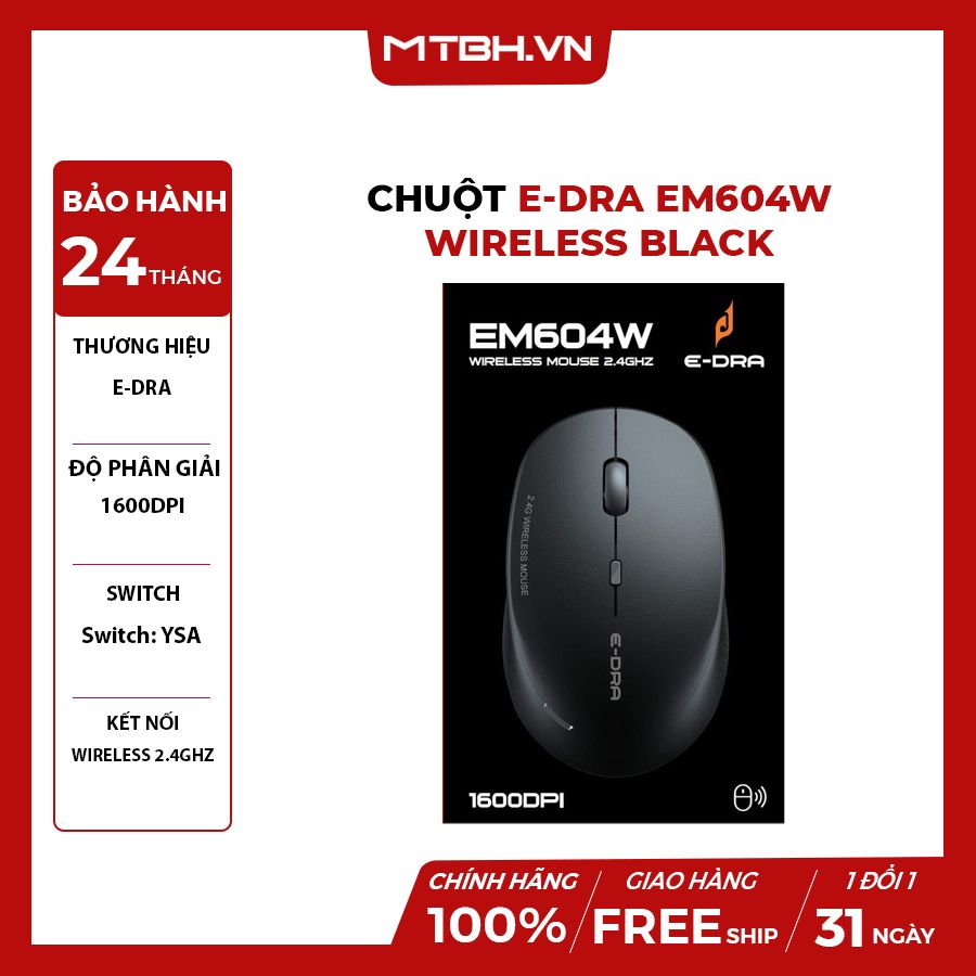 Chuột Edra EM604W Wireless Black – Máy Tính Biên Hòa
