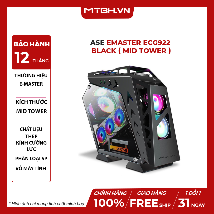 ASE EMASTER ECG922 - BLACK ( MID TOWER ) – Máy Tính Biên Hòa