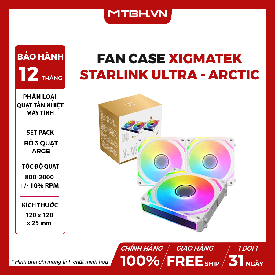 BỘ 3 FAN CASE XIGMATEK STARLINK ULTRA - ARCTIC (WHITE) | ARGB | INFINI – Máy Tính Biên Hòa