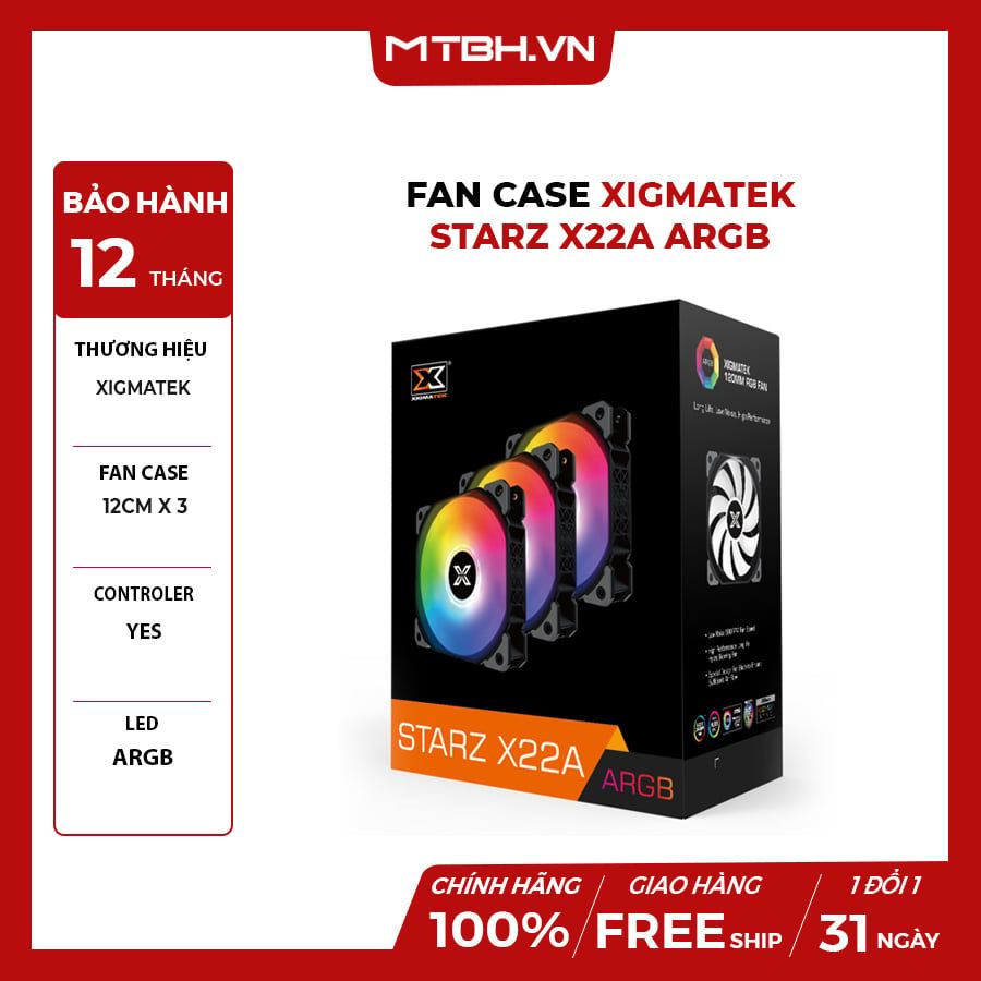 FAN CASE XIGMATEK STARZ X22A ARGB (3PCS + CONTROLLER) – Máy Tính Biên Hòa