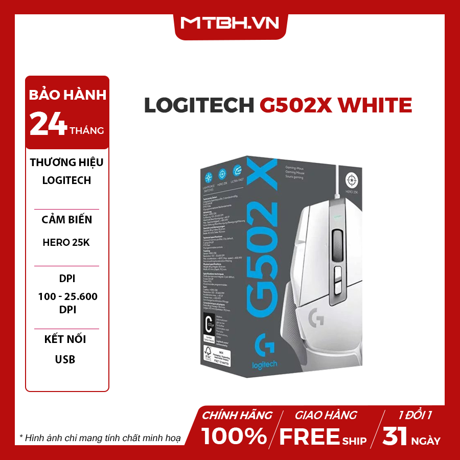 Chuột Logitech G502X White – Máy Tính Biên Hòa