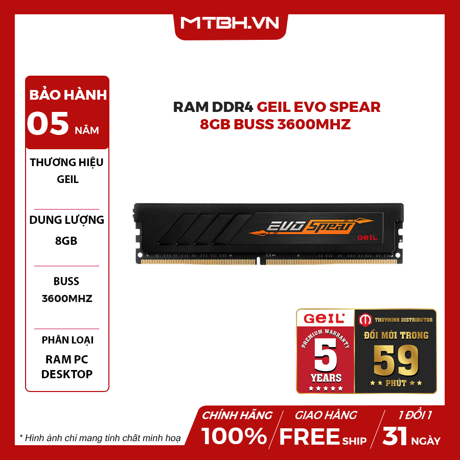 Ram Ddr4 8gb Geil Evo Spear 3600 Máy Tính Biên Hòa
