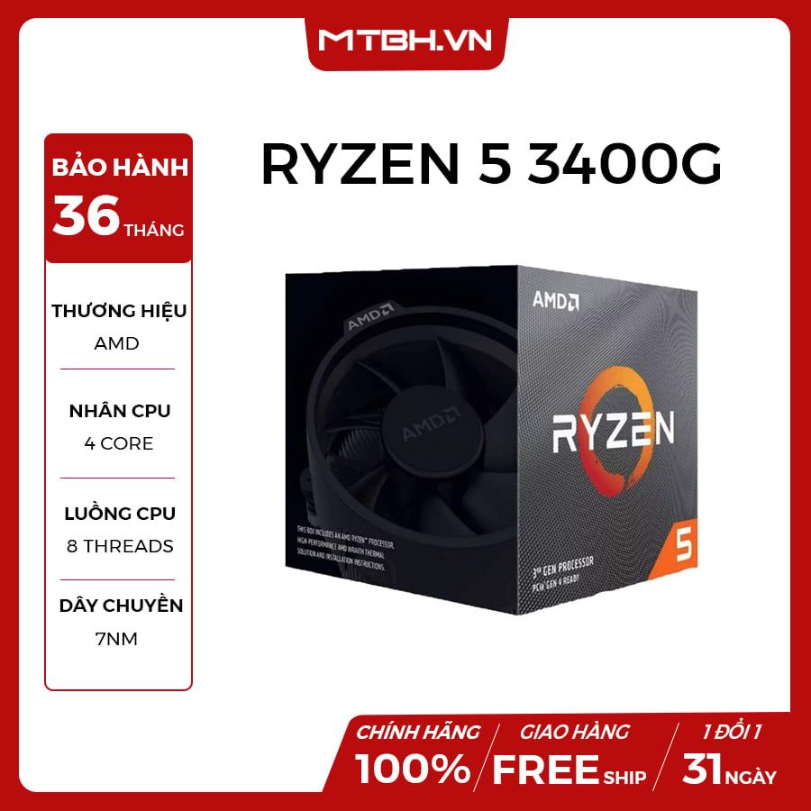 CPU AMD Ryzen 5 3400G BOX CTY – Máy Tính Biên Hòa