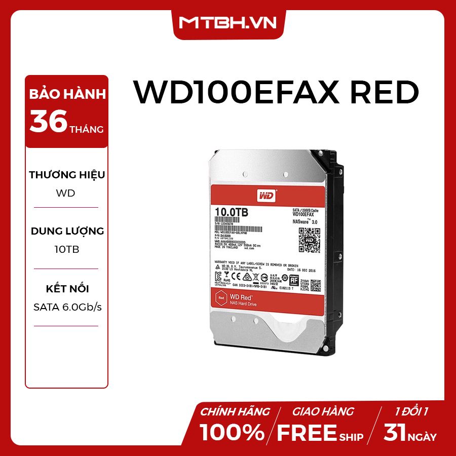 HDD WD 10TB WD100EFAX Red NEW – Máy Tính Biên Hòa
