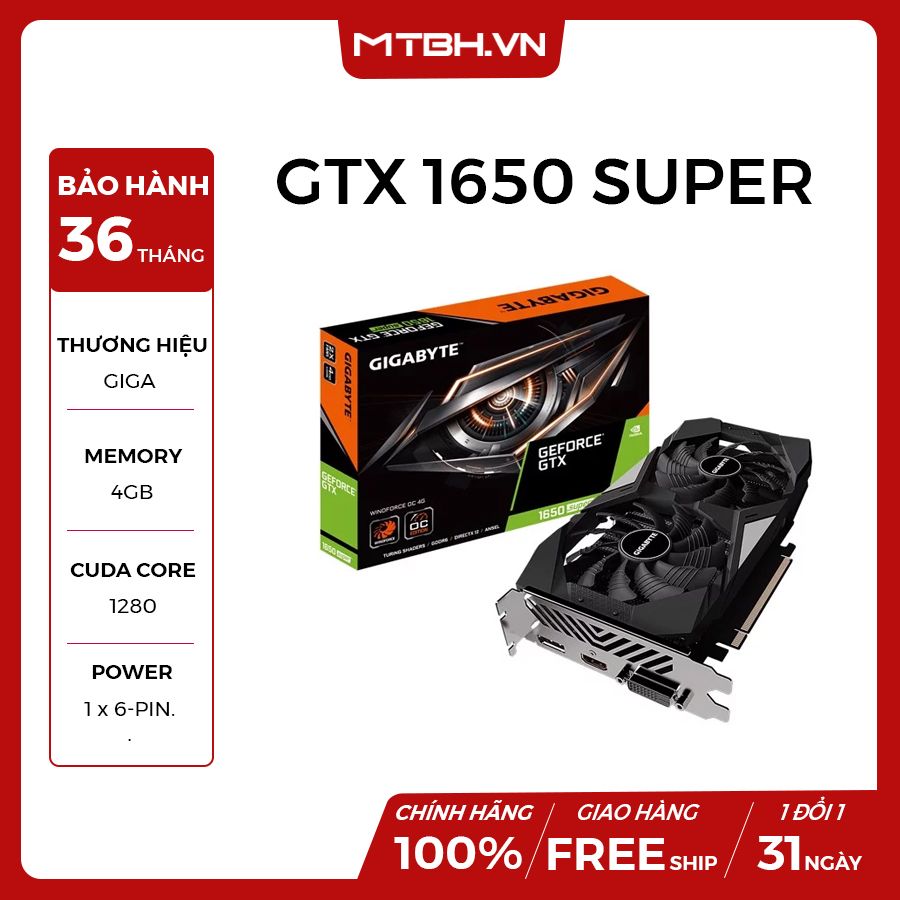 VGA GIGA GTX 1650 SUPER WINFORCE OC 4GB GDDR6 – Máy Tính Biên Hòa