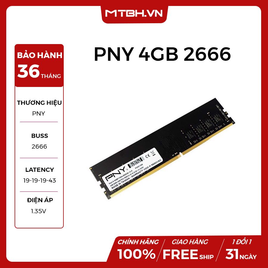 RAM PNY DDR4 4GB BUSS 2666 NEW 36TH – Máy Tính Biên Hòa
