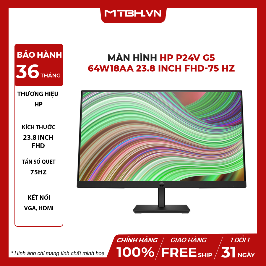 Màn hình máy tính HP P24v G5 64W18AA 23.8 inch FHD-75 Hz – Máy Tính ...