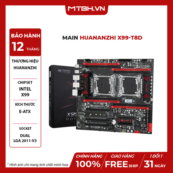 Main HUANANZHI X99-T8D (Intel X99, LGA 2011-3, E-ATX, 8 Khe Cắm Ram DD ...