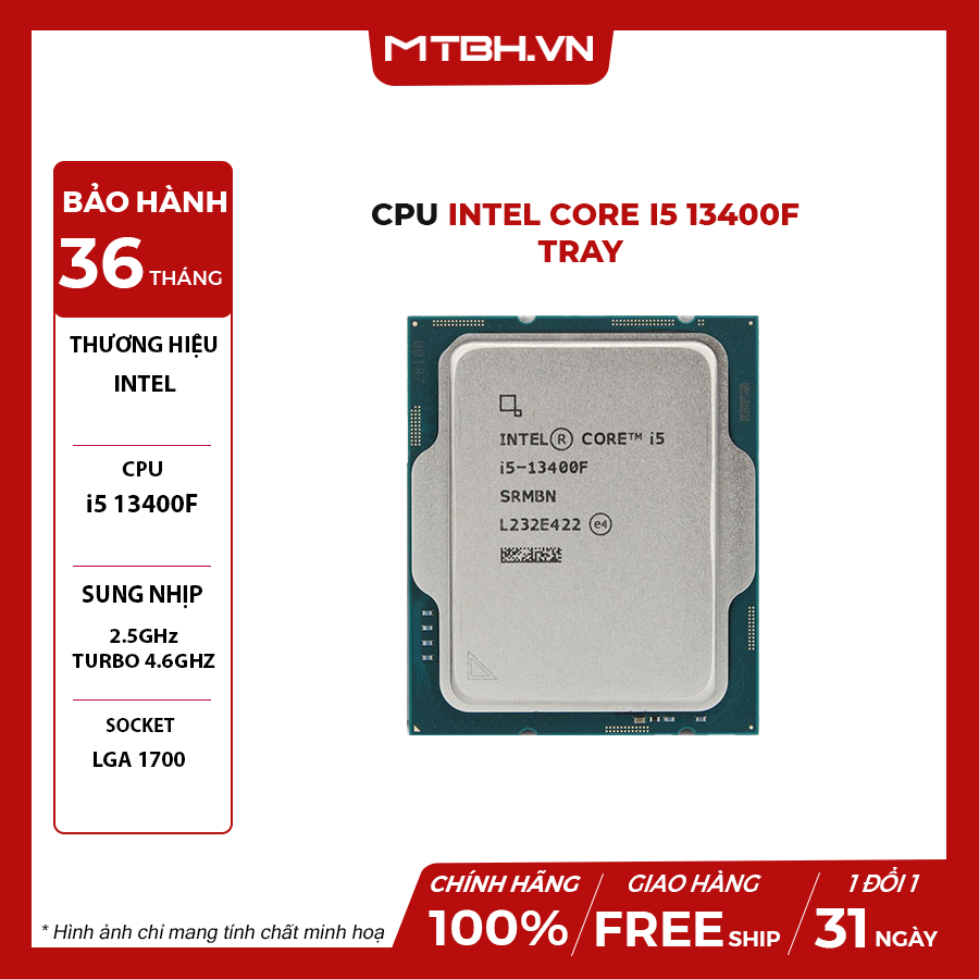 Intel Core i5 13400F (Up To 4.60GHz, 10 Nhân 16 Luồng,20MB Cache, Rapt – Máy Tính Biên Hòa