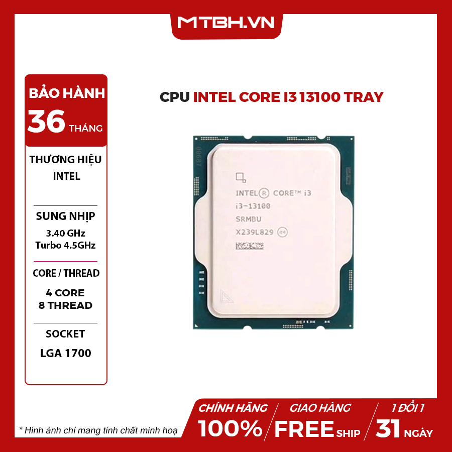 Cpu Intel Core i3 13100 TRAY 13TH BH 36 THÁNG – Máy Tính Biên Hòa