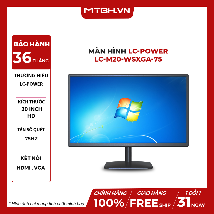 MÀN HÌNH LCD LC-POWER LC-M20-WSXGA-75 19.5" HD TN 75HZ 95% sRGB HDMI+V ...