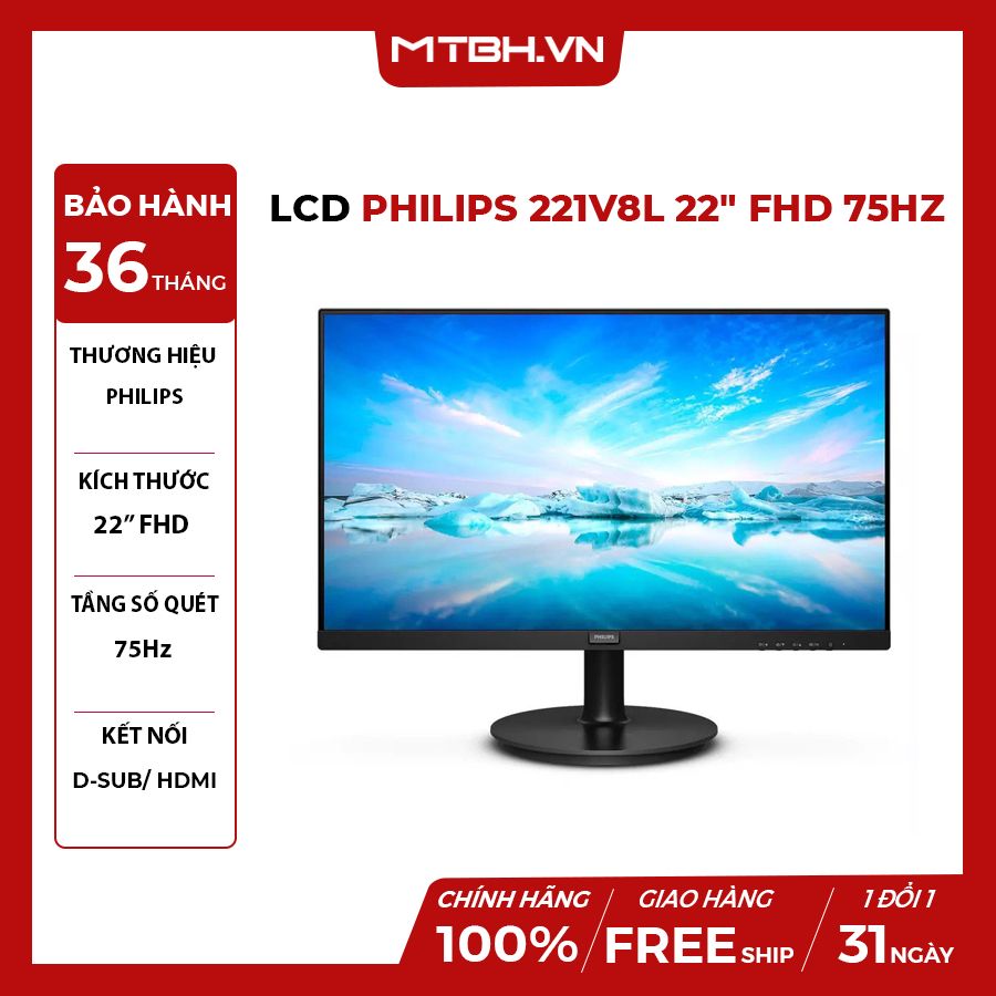 MÀN HÌNH LCD PHILIPS 221V8L 22" FHD 75Hz – Máy Tính Biên Hòa