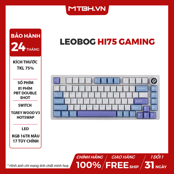 BÀN PHÍM CƠ LEOBOG Hi75 GAMING (Phiên bản xanh dương + trắng + tím/Gre ...
