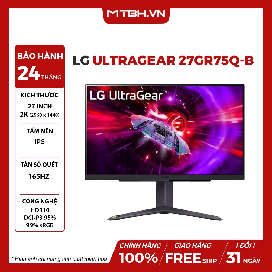 MÀN HÌNH LG 27GR75Q-B ULTRAGEAR 27" IPS 2K 165Hz GSYNC COMPATIBLE CHUY – Máy Tính Biên Hòa