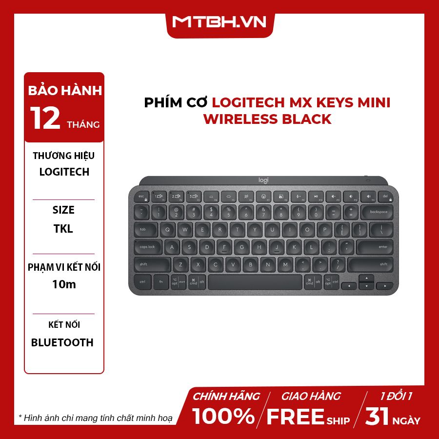 Bàn Phím Cơ Logitech Mx Keys Mini Wireless Black – Máy Tính Biên Hòa