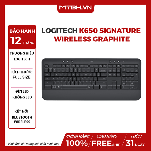 Bàn Phím Logitech K650 Signature Wireless Graphite – Máy Tính Biên Hòa
