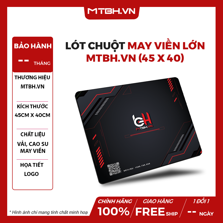 LÓT CHUỘT MTBH GAMING SIZE 40*45cm - DÀY 4mm | MAY BO VIỀN | QR CODE – Máy Tính Biên Hòa
