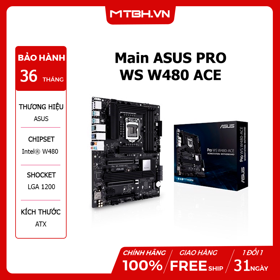 Main ASUS PRO WS W480 ACE (Intel W480, Socket 1200, ATX, 4 khe RAM DDR ...