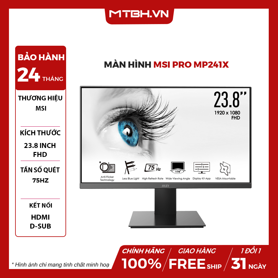 MÀN HÌNH LCD MSI PRO MP241X 24" FHD VA 75HZ VIỀN SIÊU MỎNG – Máy Tính ...